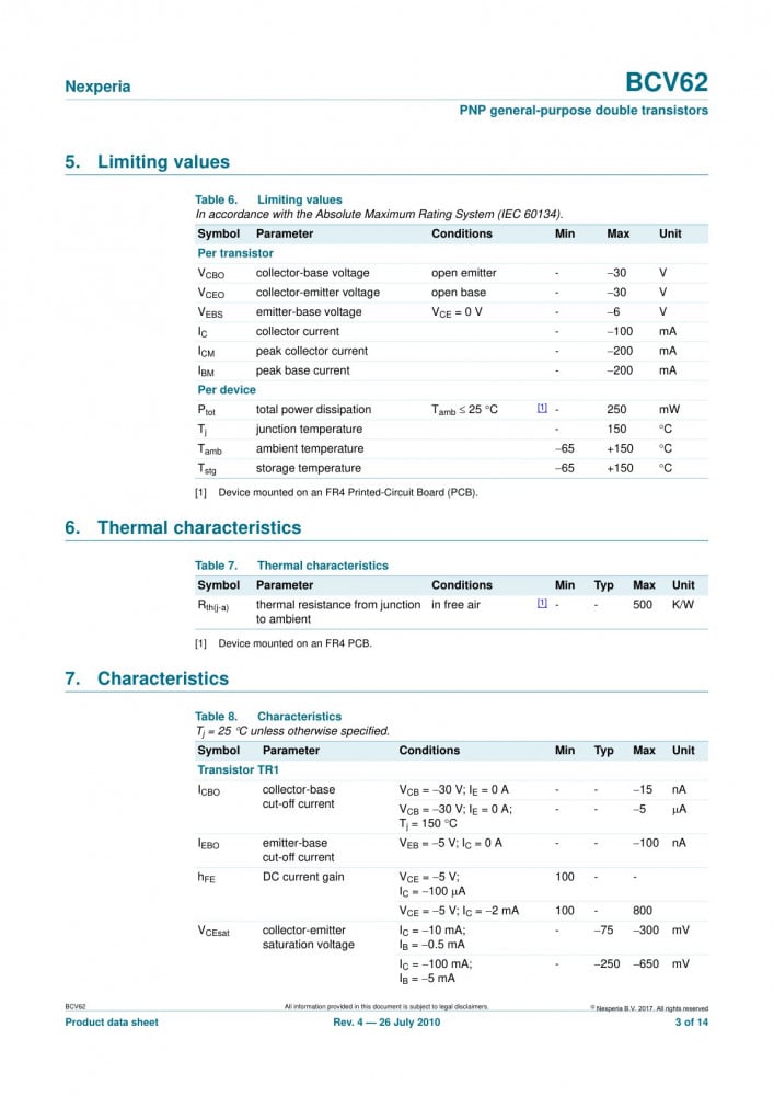 BCV62 datasheet page 3