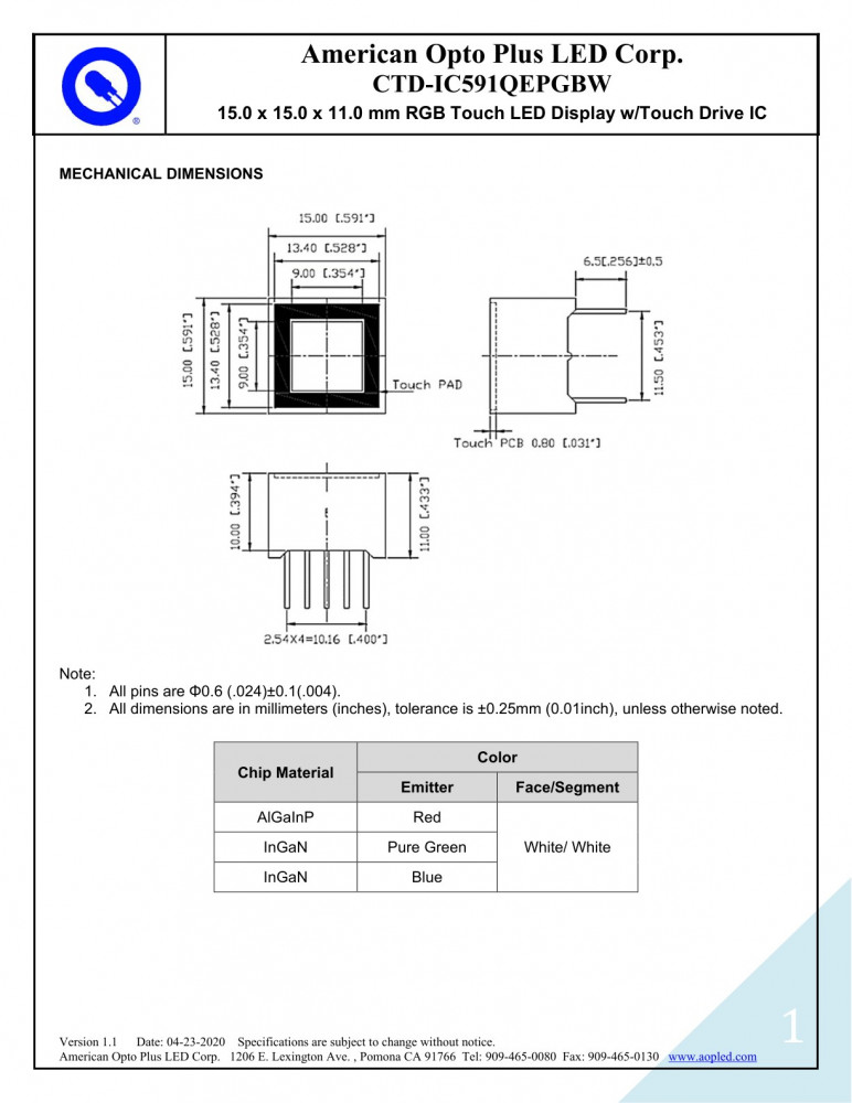 CTD-IC591QEPGBW datasheet page 1