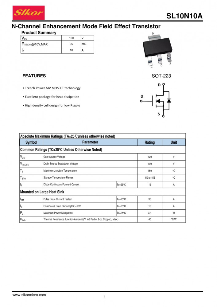 SL10N10A datasheet page 1