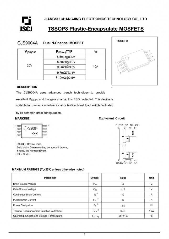 CJS9004A datasheet page 1