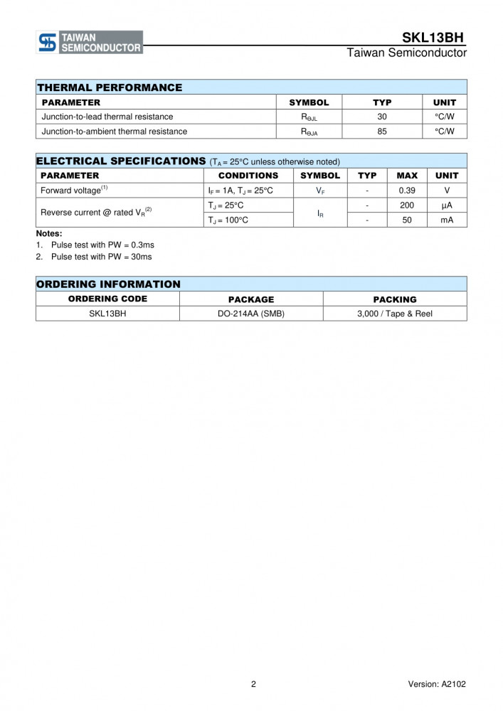 SKL13BH datasheet page 2