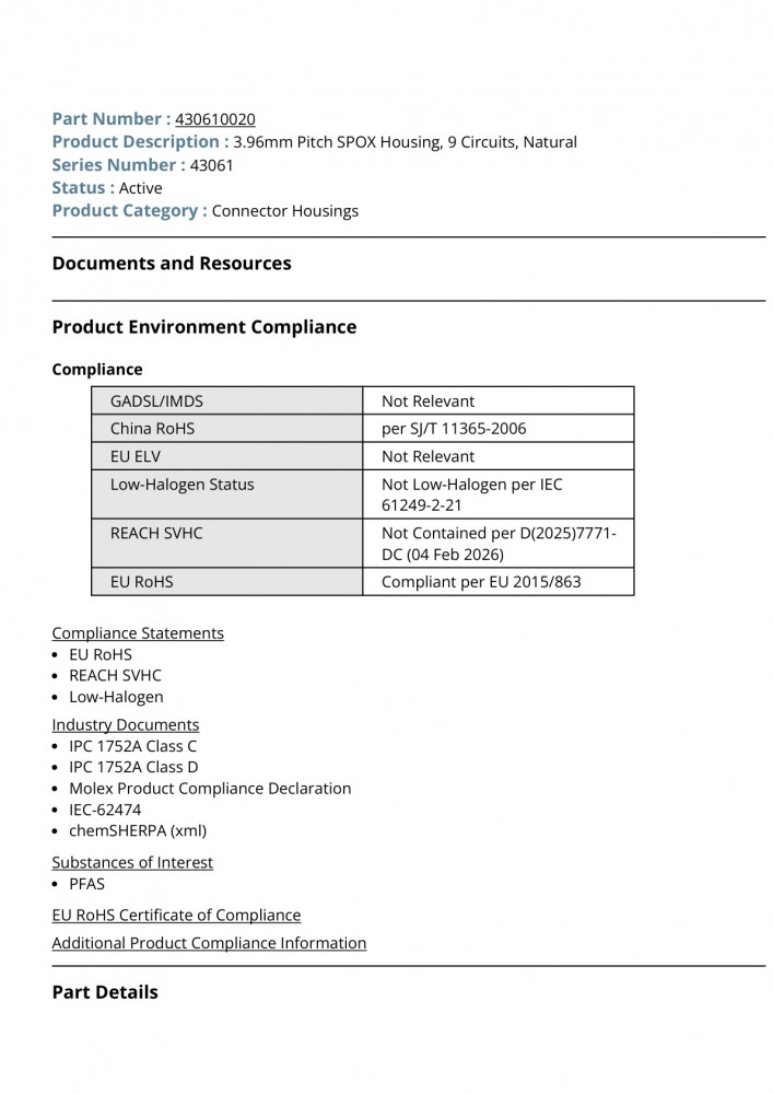 430610020 technical document page 1