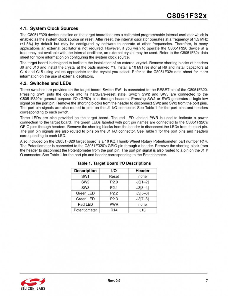 C8051F320 development kit document page 7
