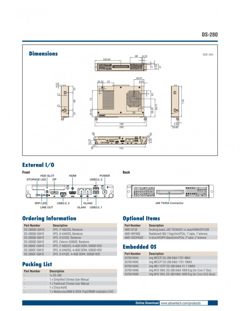 ADVANTECH DS-280GF-S8A1E technical document page 2