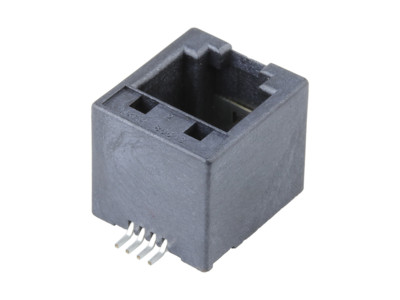 Modular Jack, Vertical, Top Entry, Surface Mount, 6/6, Low Profile, Pick-and-Place Polyimide Tape, 13