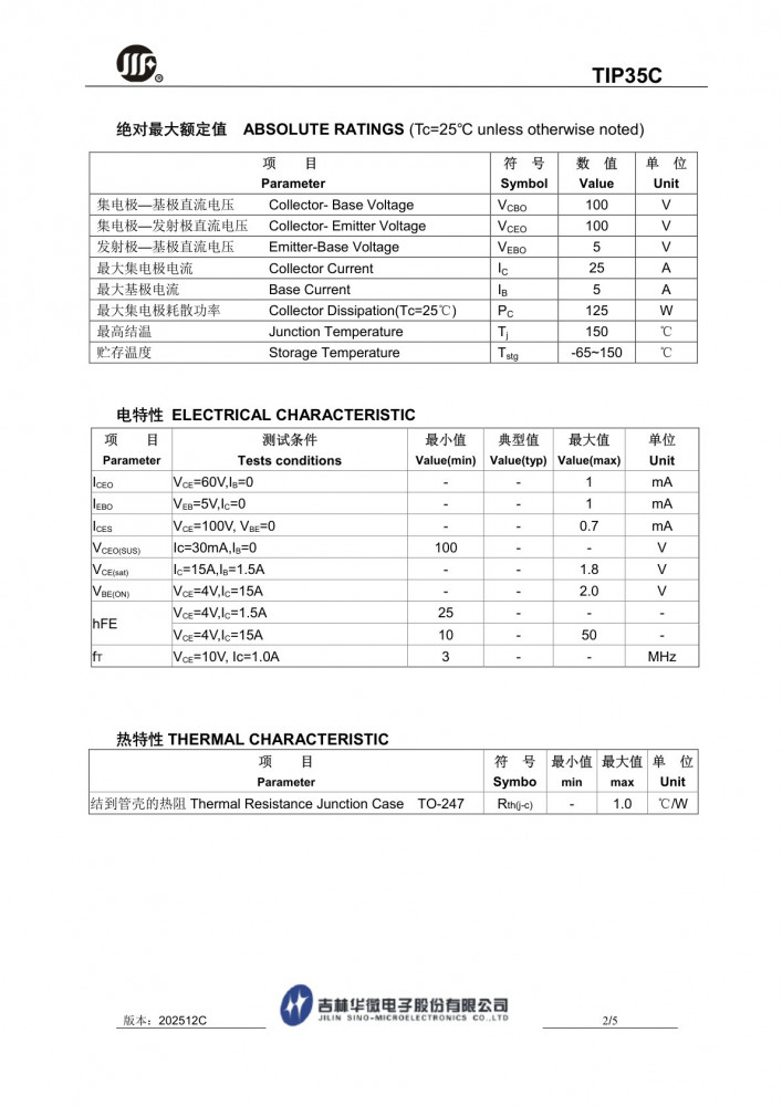 TIP35C datasheet page 2