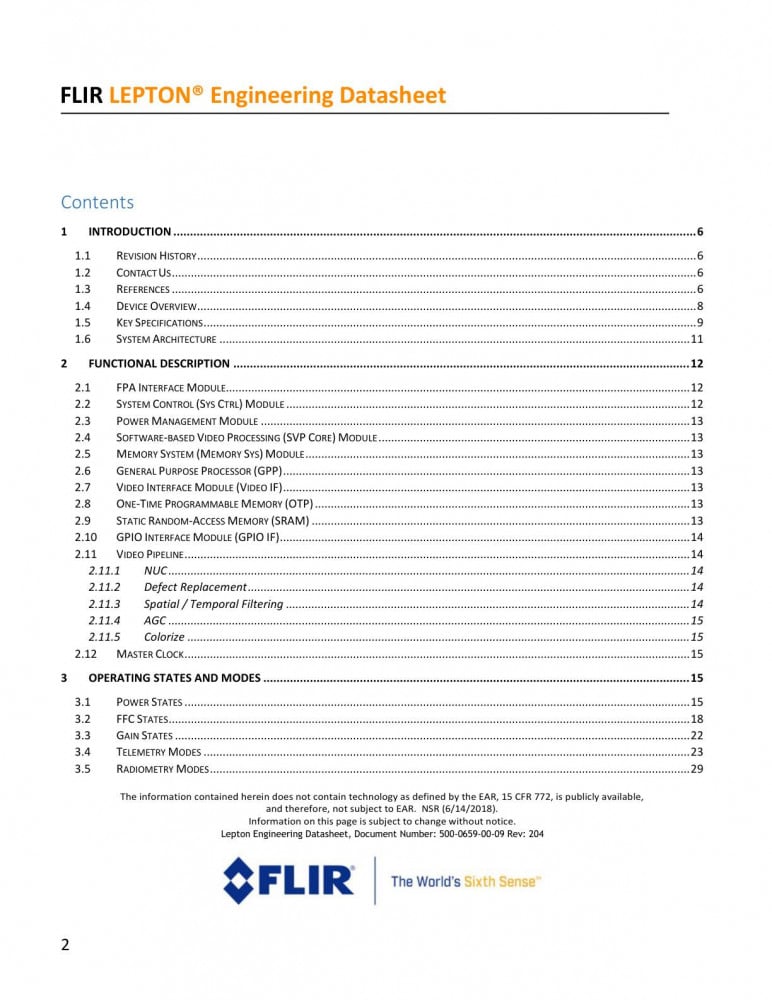 FLIR Lepton datasheet page 2