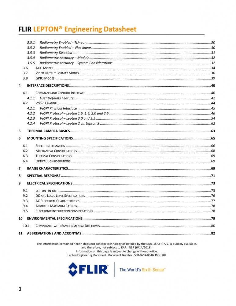 FLIR Lepton datasheet page 3
