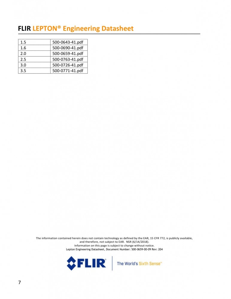 FLIR Lepton datasheet page 7