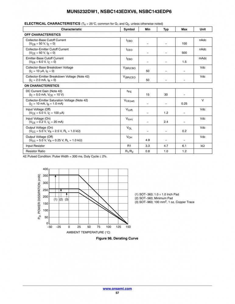 SMUN5232DW1T1G datasheet page 3