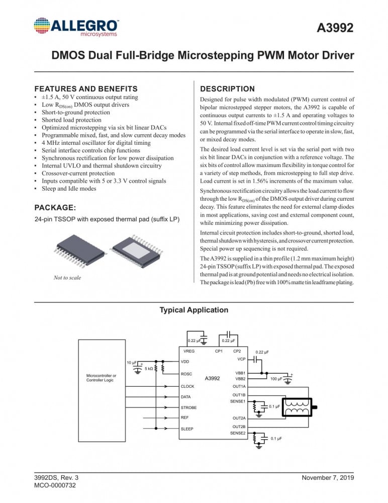 A3992 datasheet page 1