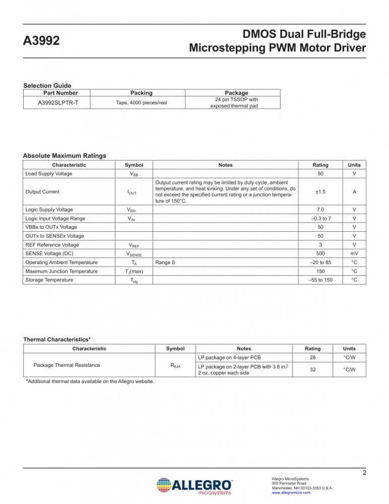 A3992 datasheet page 2