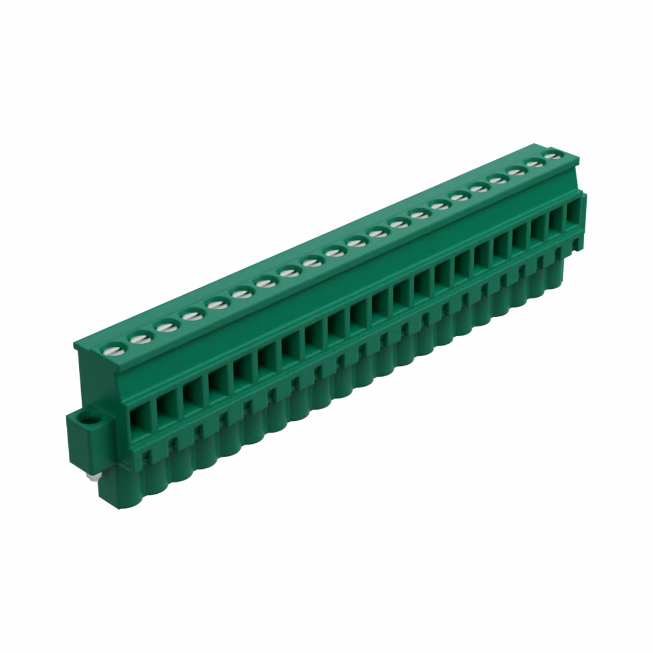 5.00mm Pitch Eurostyle Vertical Plug, with Retention Screws and Reverse Imprinting, Rear Wire Entry, Green Housing, 21 Circuits for sale