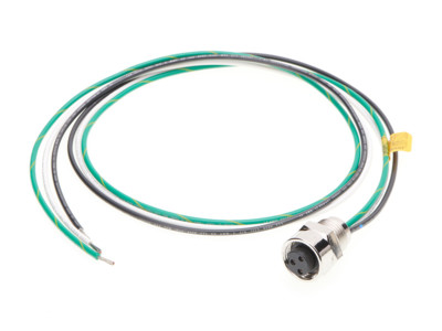 Ultra-Lock (M12) to Micro-Change (M12) In-Line Splitter, 4 Pole, 3-Female (90°) to 4-Male (Straight), 22 AWG PVC Cable, 0.30m Length