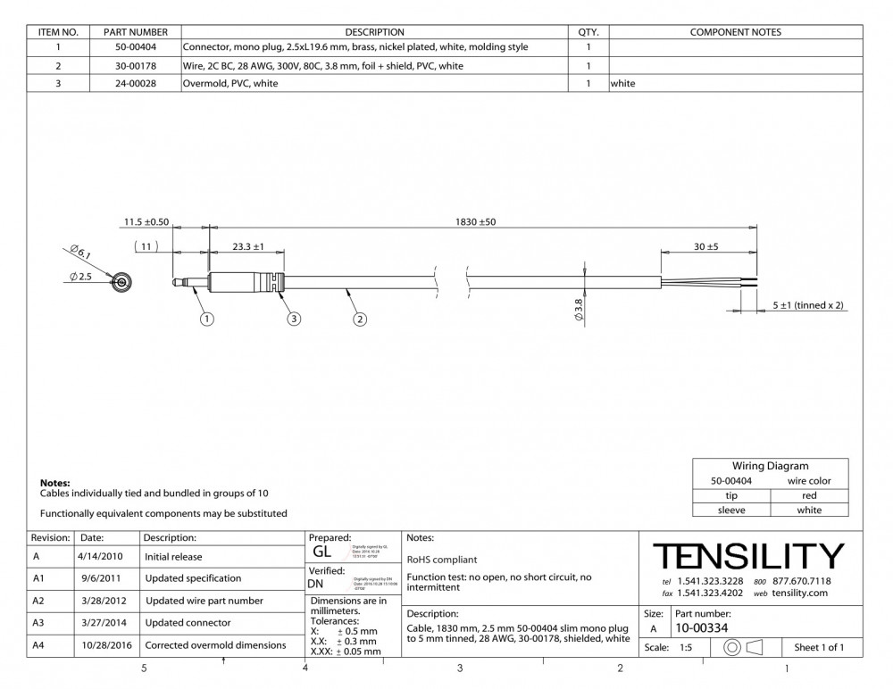 Tensility International product drawing for assembly 10-00334