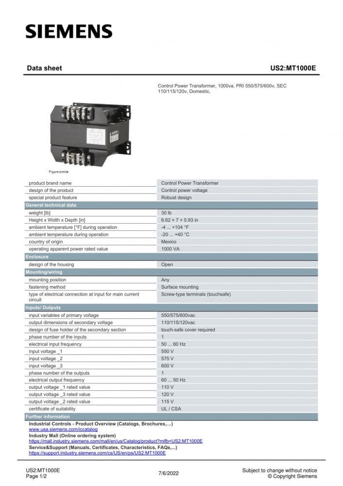 SIEMENS MT1000E datasheet page 1