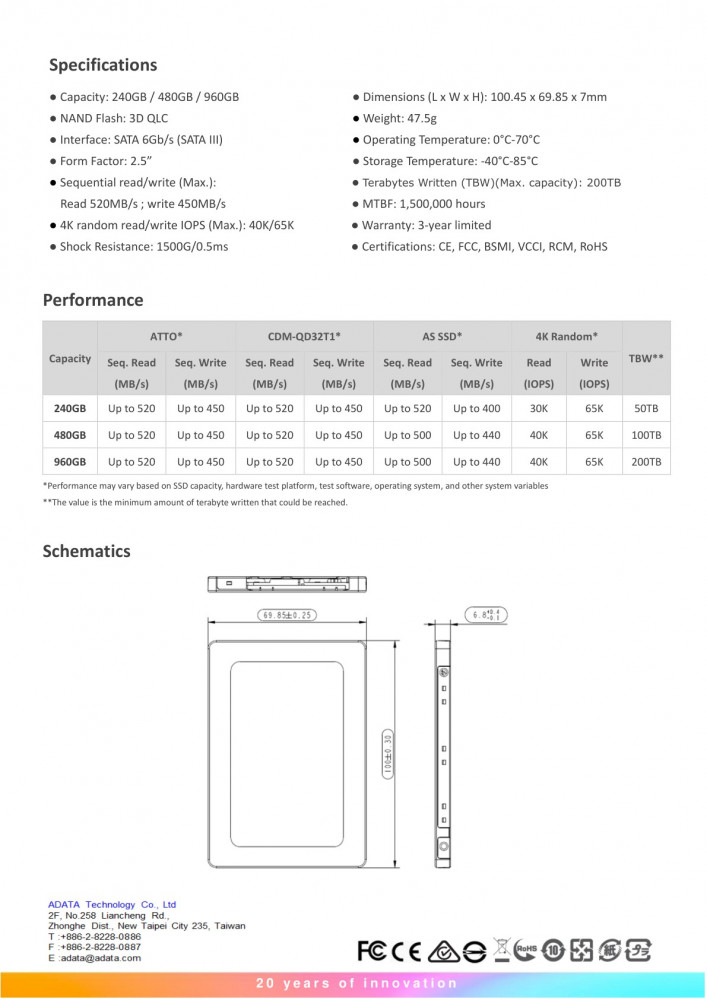 ADATA Ultimate SU635 product document, page 2
