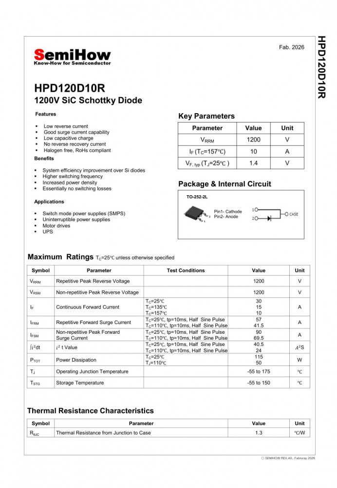HPD120D10R datasheet page 1
