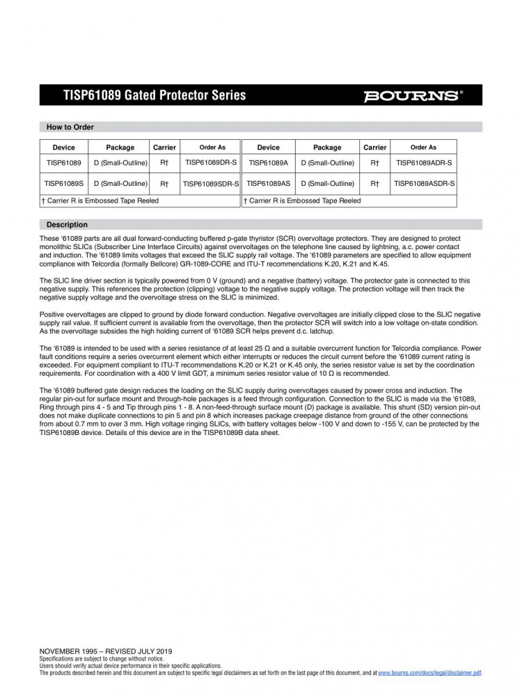 TISP61089ADR-S datasheet page 2