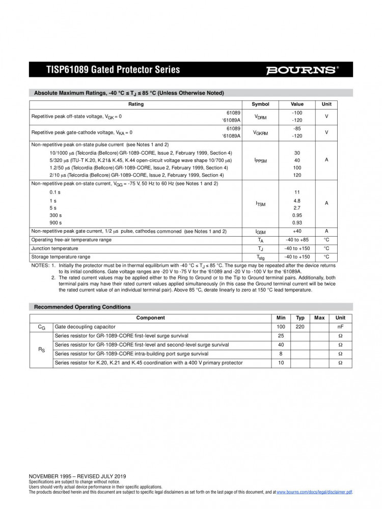 TISP61089ADR-S datasheet page 3