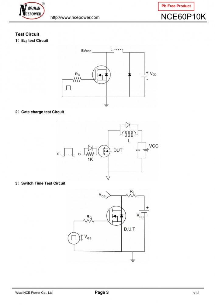 NCE60P10K datasheet page 3