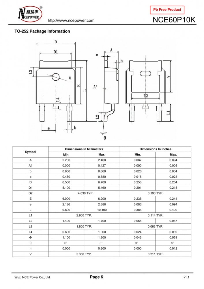 NCE60P10K datasheet page 6
