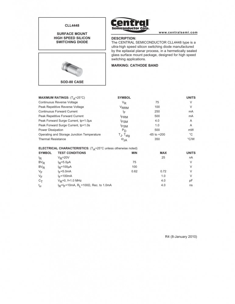 CLL4448 TR PBFREE datasheet page 1