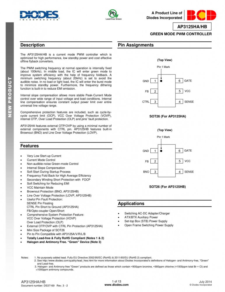 AP3125HAKTR-G1 datasheet page 1
