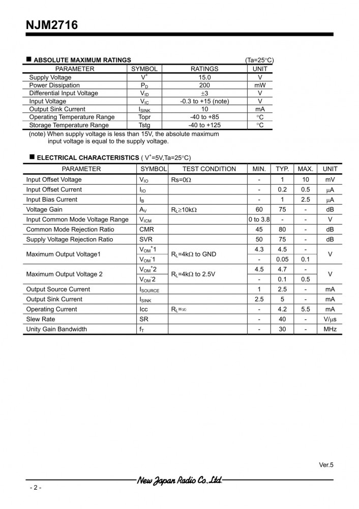 NJM2716 datasheet page 2