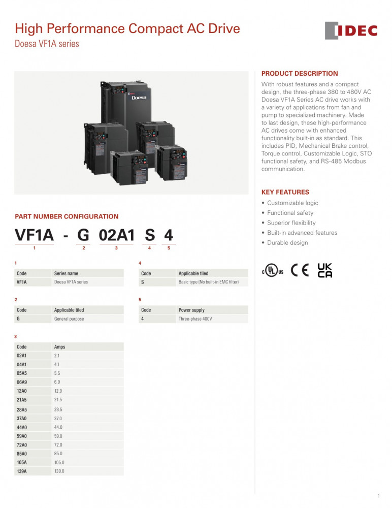 VF1A technical document page 1