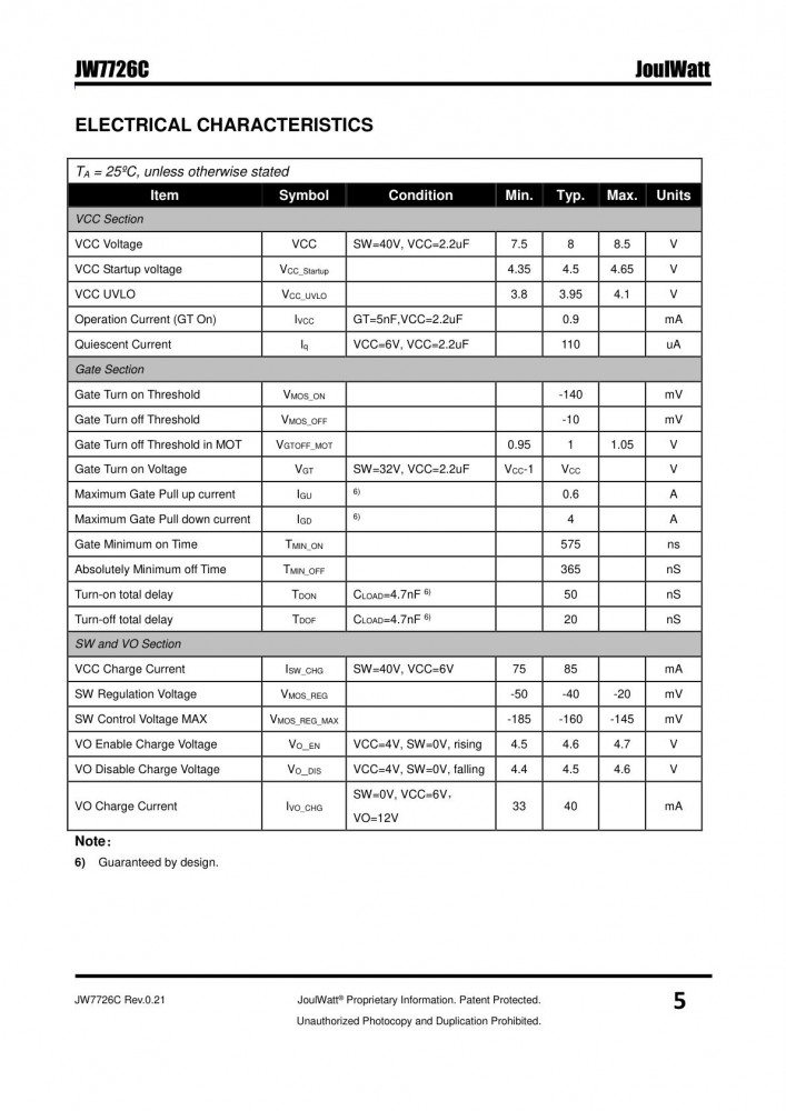JW7726C datasheet page 5