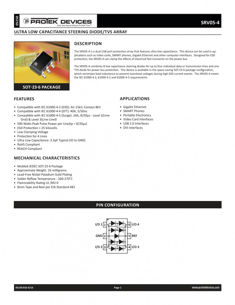SRV05-4-P-T7 datasheet page 1