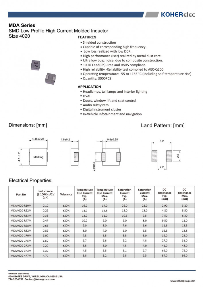 MDA4020 series datasheet page 1