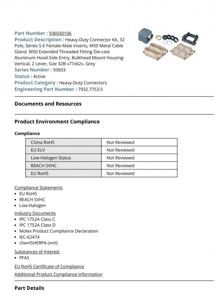 MOLEX 936030106 technical document page 1