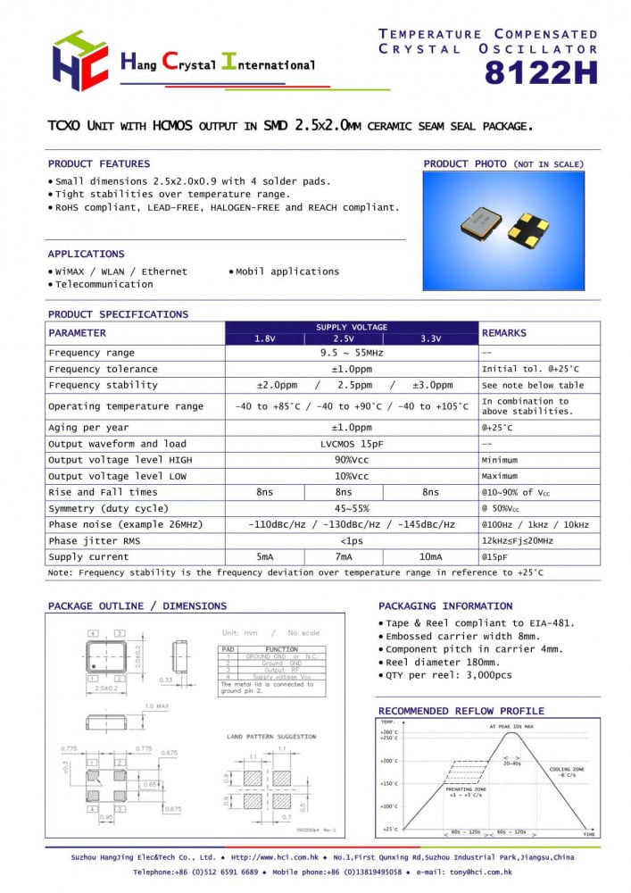 HCI 8122H-40.000NK18DTL technical document preview