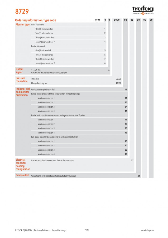Trafag 8729 technical document page 2