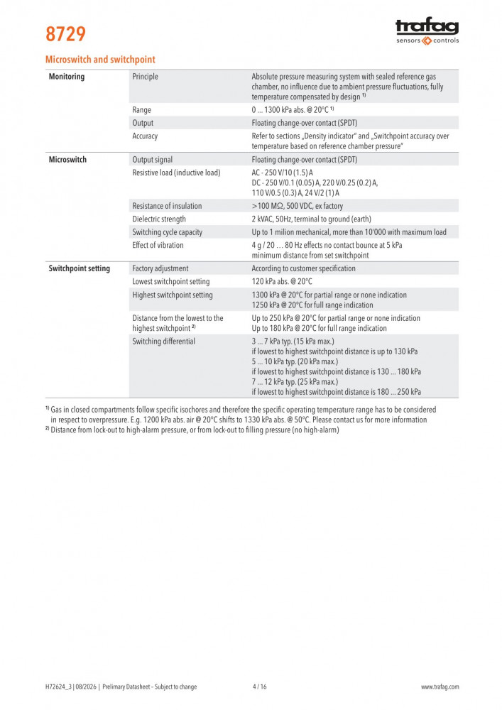 Trafag 8729 technical document page 4
