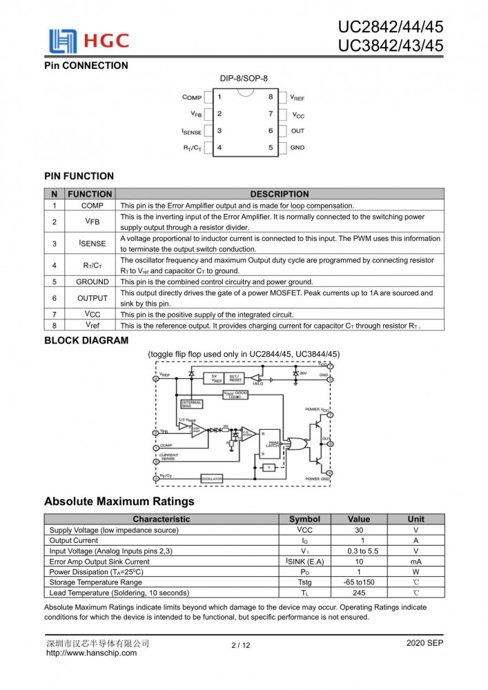 UC3842DRG datasheet page 2