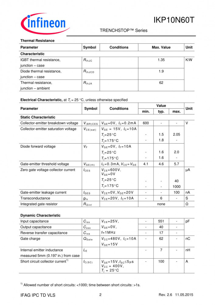 IKP10N60T datasheet page 2