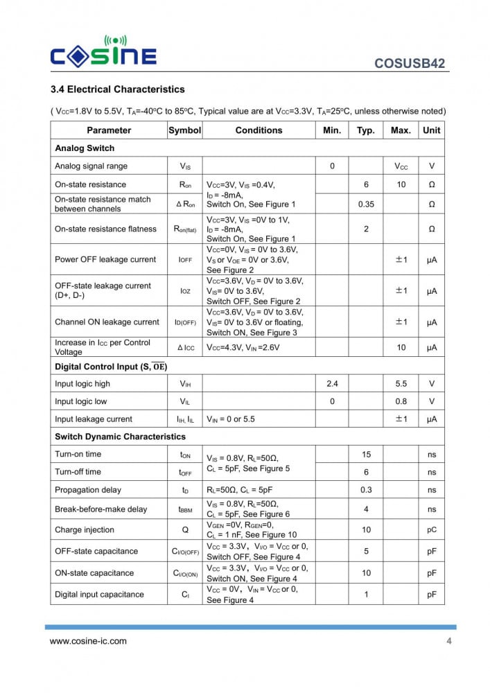 COSUSB42MUX datasheet page 4