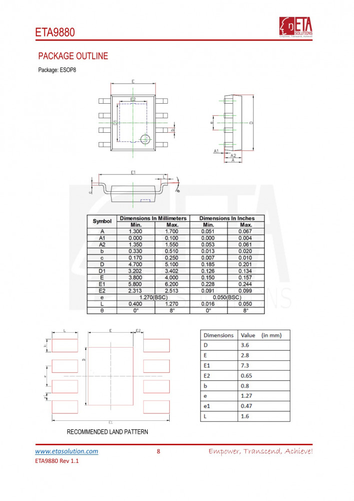 ETA9880E8A technical document page 8