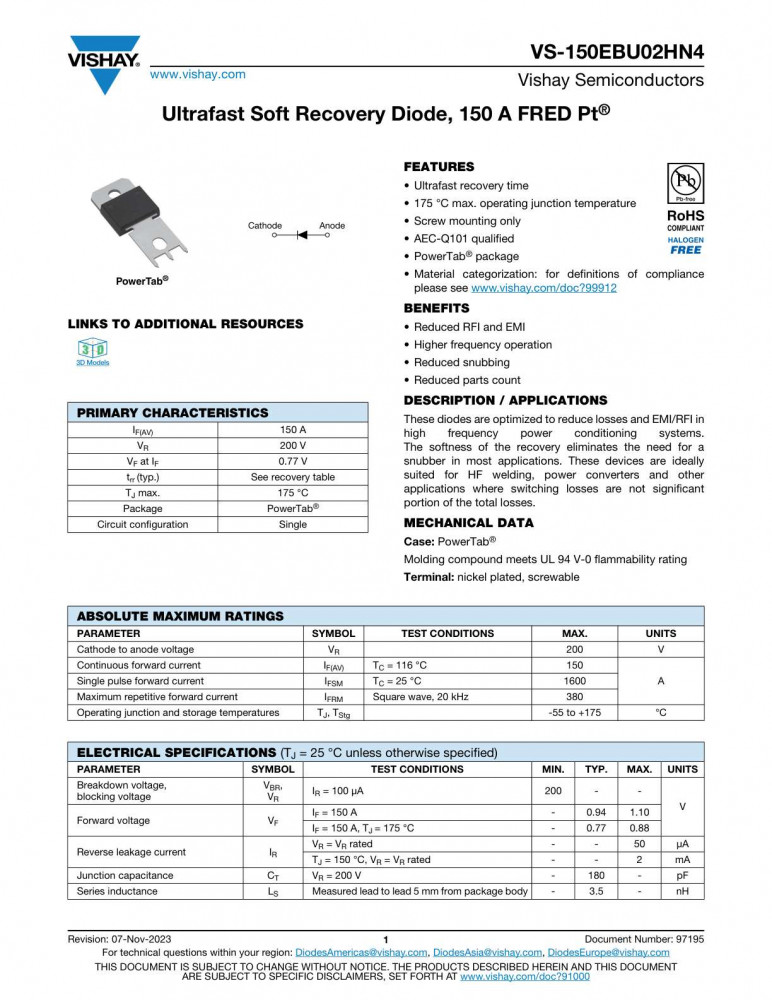 VS-150EBU02HN4 datasheet page 1