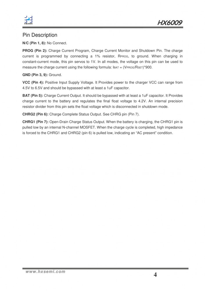 HX6009A datasheet page 4