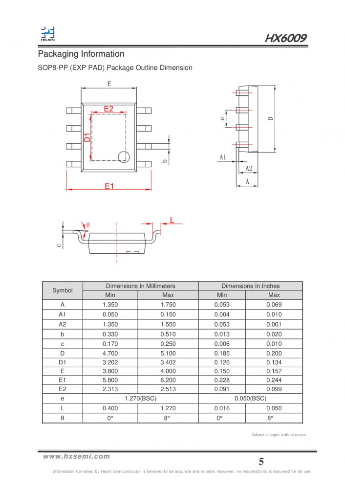 HX6009A datasheet page 5