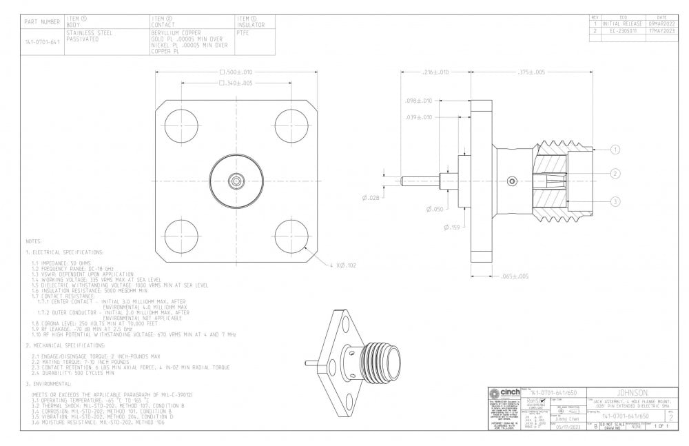 Bel Fuse 141-0701-641 technical drawing page
