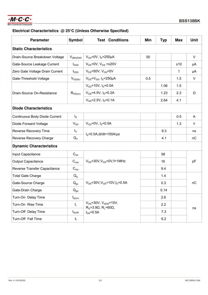 BSS138BK-TP datasheet page 2