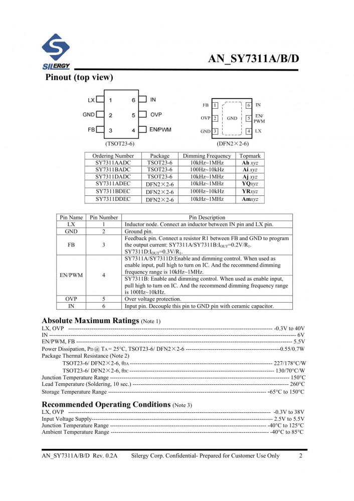 SY7311AADC datasheet page 2
