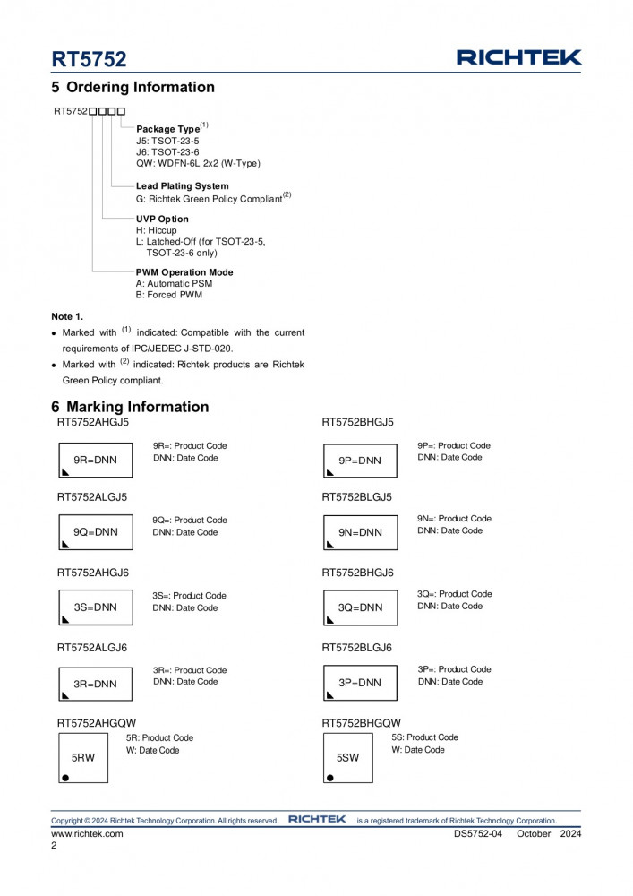 RT5752 technical document page 2