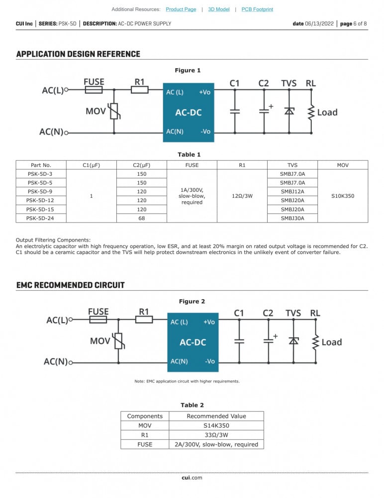 CUI PSK-5D datasheet page 6
