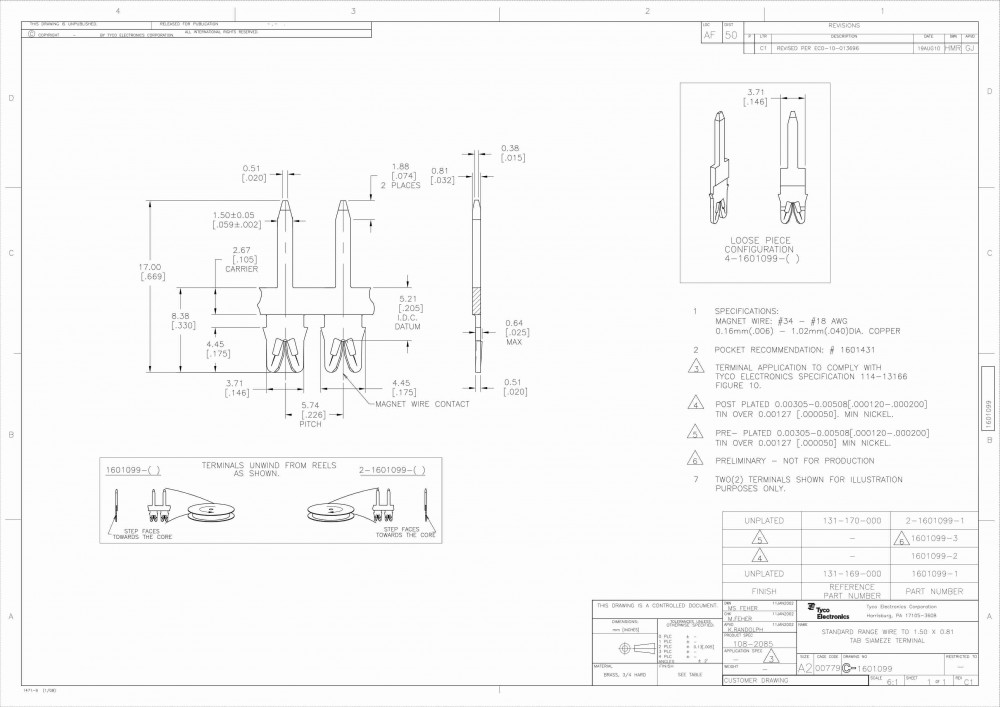 TE Connectivity 1601099-2 technical drawing